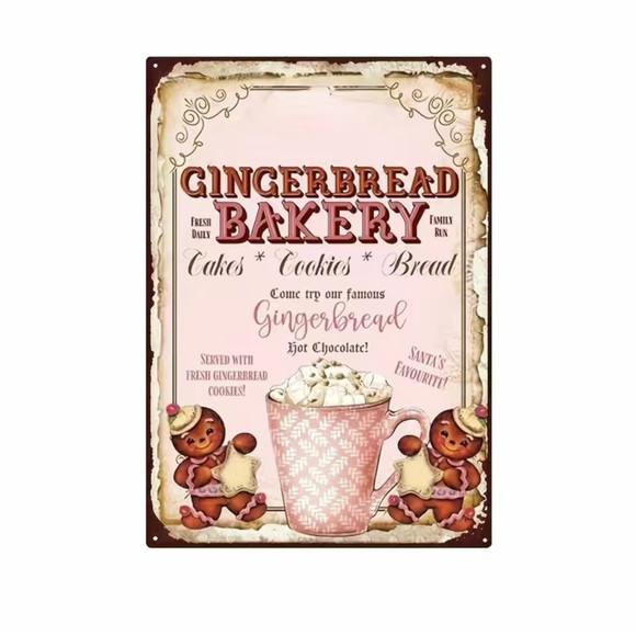 Holiday | Nwt Vintage Metal Sign Gingerbread Bakery Sign Retro ...